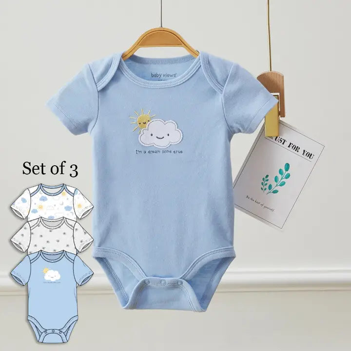 Pack of 3 Baby Boys Cloud & Sun Pattern Bodysuits – Just For Babies, Inc.